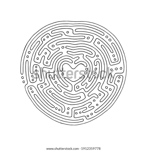 Heart Maze Heart Shaped Hand Drawn Stock Vector (Royalty Free ...