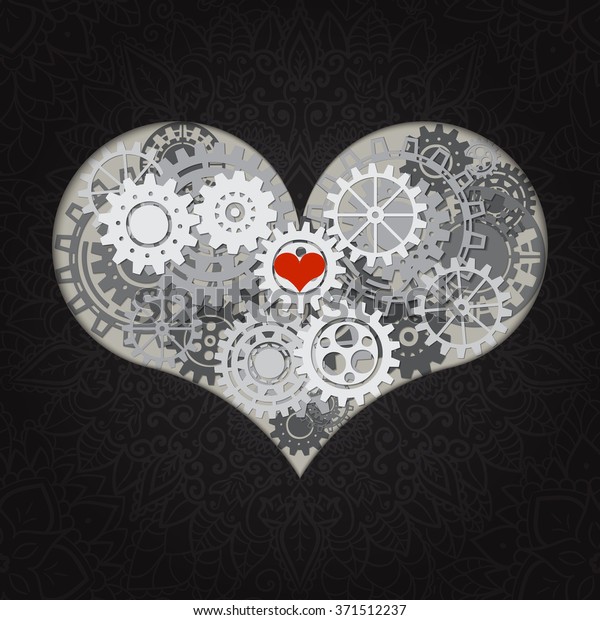 Heart Mechanism Made Cogs Gears Vector: vector de stock (libre de ...