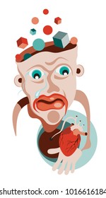 Heart Mind Conflict Conceptual Vector Illustration Stock Vector ...