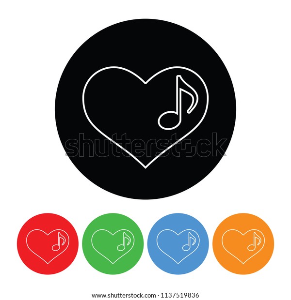 Heart Music Note Icon Modern Thin Stock Vector (Royalty Free ...