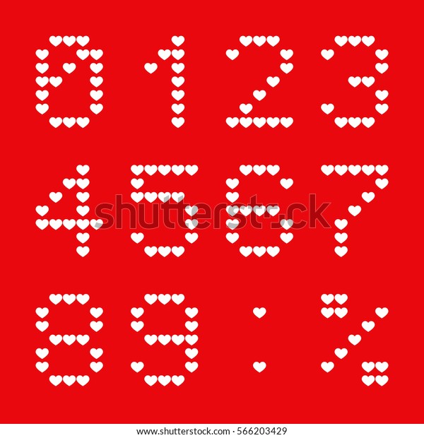 Heart Numbers White Isolated On Red Stock Vector (Royalty Free ...