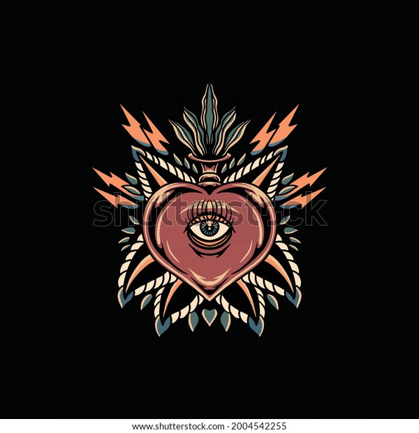 Heart Oldschool Tattoo Vector Design Stock Vector (Royalty Free ...