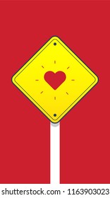 Heart On Road Sign Vector Illustration Stock Vector (Royalty Free ...