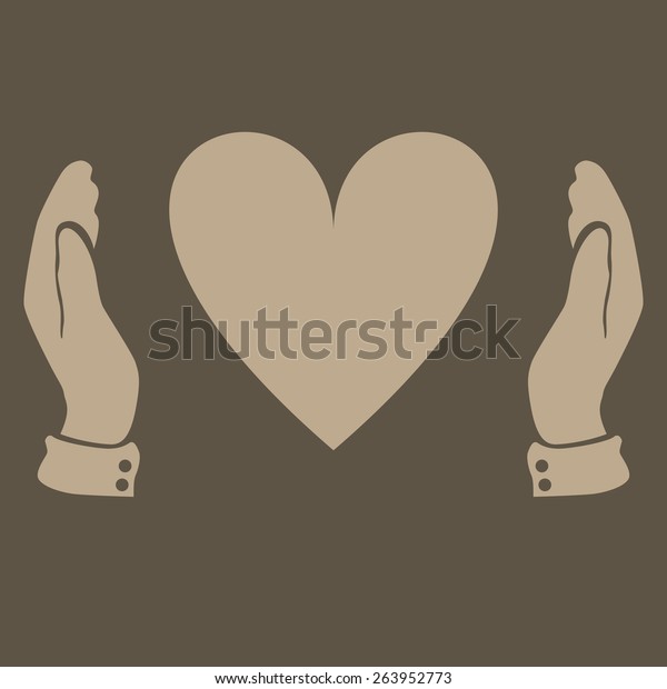 Heart Open Hands On Gray Background Stock Vector (Royalty Free ...