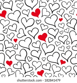 Heart Pattern Black White Red Stock Vector (Royalty Free) 182841479 ...