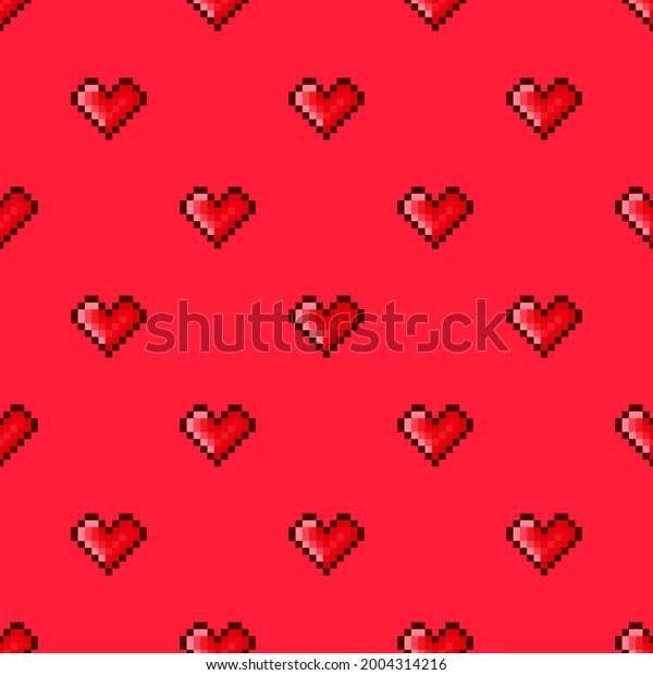 Heart Pattern Pixel Art Seamless Pattern Stock Vector (Royalty Free ...