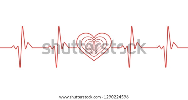 Heart Pulse Red White Colors Heartbeat Stock Vector (Royalty Free ...
