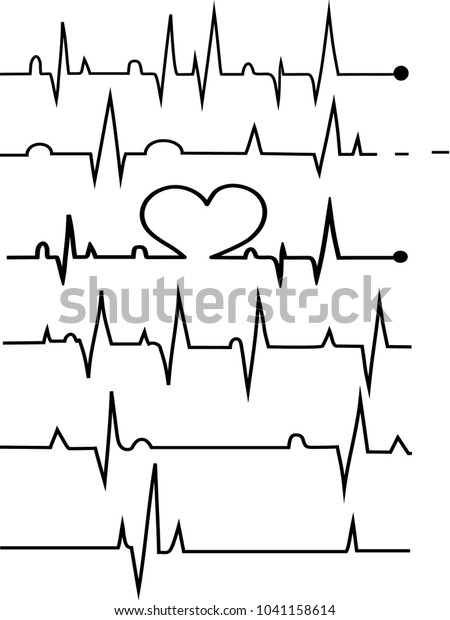 Heart rate graphic. Vector illustration. (Electrocardiogram or ECG) set