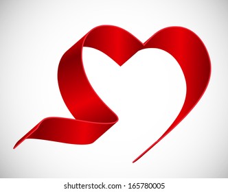 Red Ribbon Heart Vector Illustration Stock Vector (Royalty Free) 93103300
