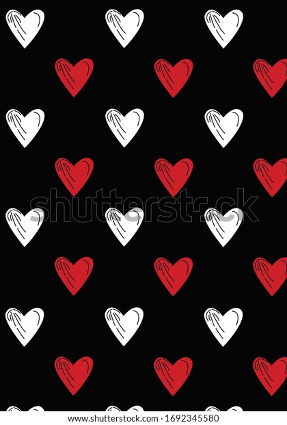 Heart Red White Patterns Heart Black Stock Vector (Royalty Free) 1692345580