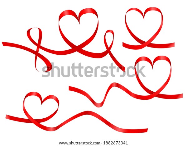 Heart Ribbon Set On White Background Stock Vector (Royalty Free ...