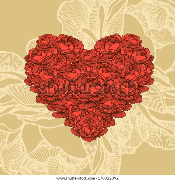 Heart Roses Vector Illustration Stock Vector Royalty Free 170322092