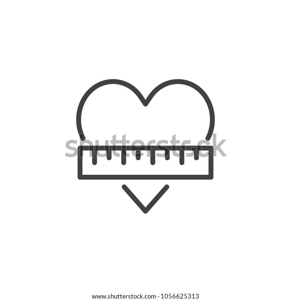 Heart Ruler Outline Icon Linear Style Stock Vector (Royalty Free ...