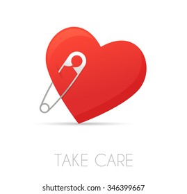 Heart Safe Pin Stock Vector (Royalty Free) 346399667 | Shutterstock