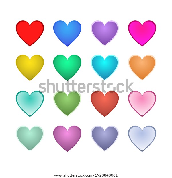 Heart Set 16 Different Colors Vector Stock Vector (Royalty Free ...