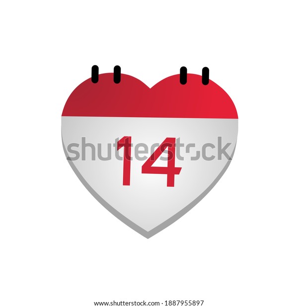 Heart Shape Calendar Vector Illustration 14th Stock Vector (Royalty ...
