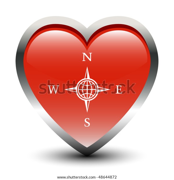 Heart Shape Compass Sign Icon Stock Vector (Royalty Free) 48644872 ...