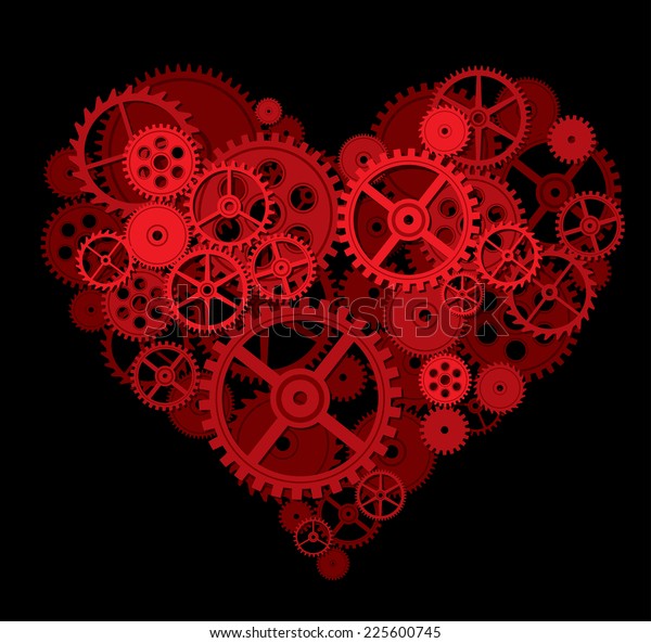 Heart Shape Consist Gears Eps8 Cmyk Stock Vector (Royalty Free) 225600745
