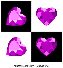 Heart Shape Diamond Design Flat Color Stock Vector (Royalty Free ...