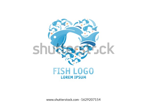 Heart Shape Fish Logo Design Template Stock Vector (Royalty Free ...