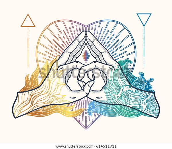 Heart Shape Gesture Symbol Fusion Fire Stock Vector (Royalty Free ...
