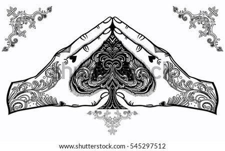 Heart Shape Hand Gesture Ace Spades Stock Vector (Royalty Free ...
