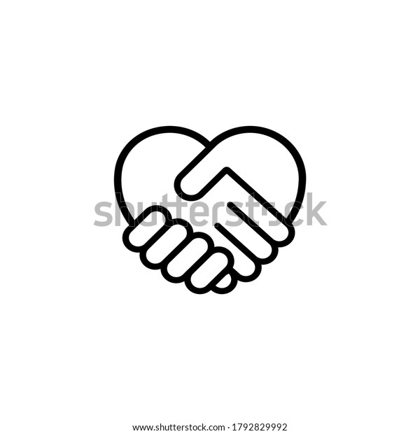 Heart Shape Icon Handshake Symbol Friendship Stock Vector (Royalty Free ...