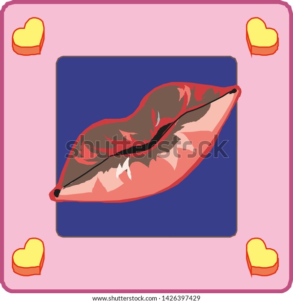 Heart Shape Lips Vector Illustration 스톡 벡터(로열티 프리) 1426397429 ...