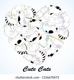 Heart Shape Made Cute Cats Stock Vector (Royalty Free) 1156670473 ...