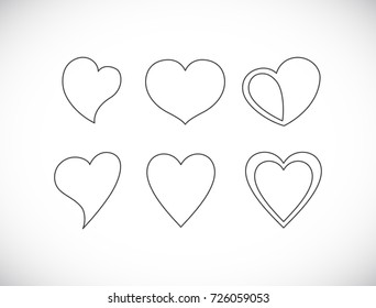 Heart Shape Outline Icon Set Stock Vector (Royalty Free) 726059053