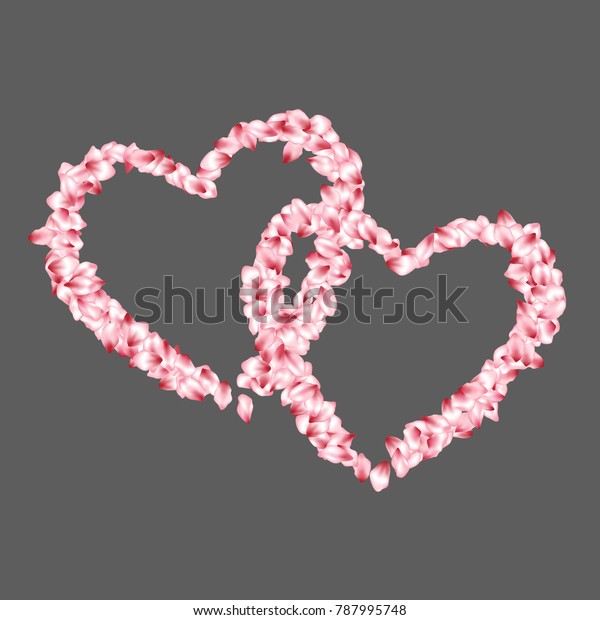 Heart Shape Sakura Petals Flying Valentine Stock Vector (Royalty Free ...