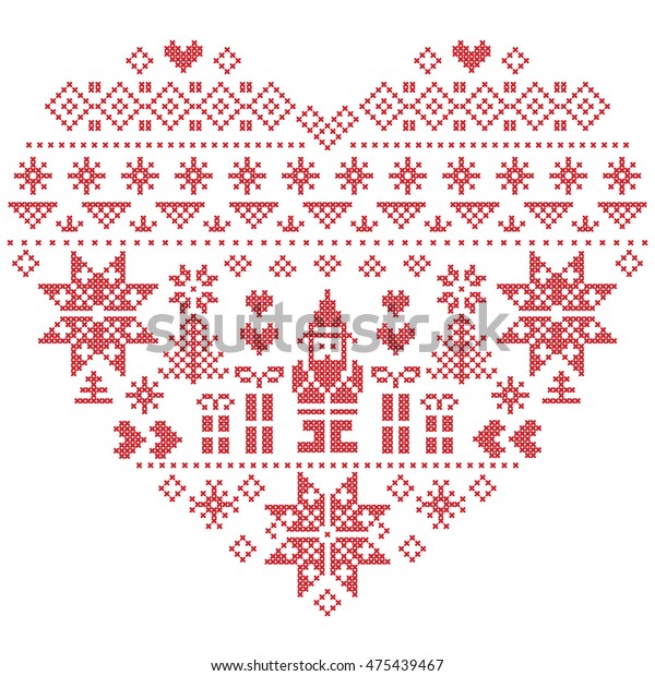 Heart Shape Scandinavian Printed Textile Style Stock Vector (Royalty ...