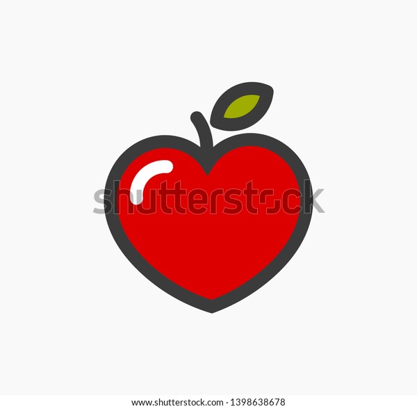Heart Shaped Apple Icon Vector Illustration: stockvector (rechtenvrij ...