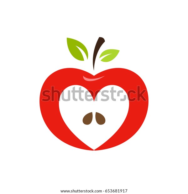 Heart Shaped Apple Vector Logo Label Stock Vector (Royalty Free) 653681917
