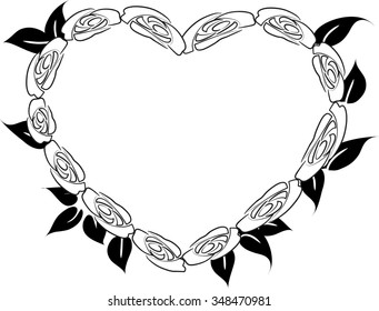 Heart Shaped Border Roses Stock Vector (Royalty Free) 348470981
