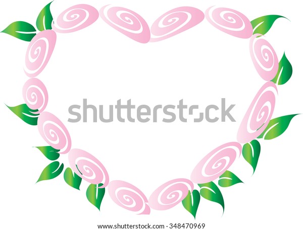 Heart Shaped Border Roses Stock Vector (Royalty Free) 348470969 ...