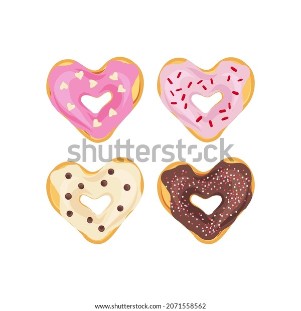 Heart Shaped Donuts Vector Clip Art Stock Vector (Royalty Free ...