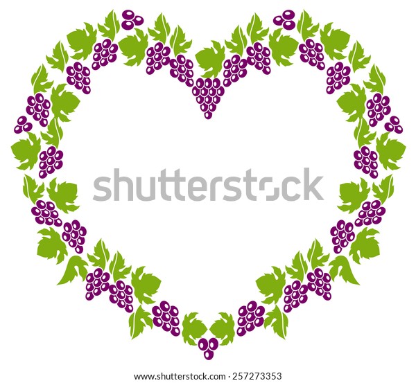 Heart Shaped Frame Grapes Isolated On Stock Vector (Royalty Free ...