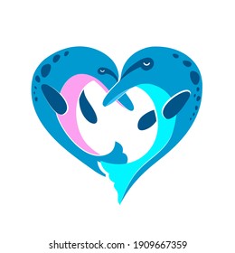 Heart Shaped Jumping Dolphins On White Stock Vector (Royalty Free ...