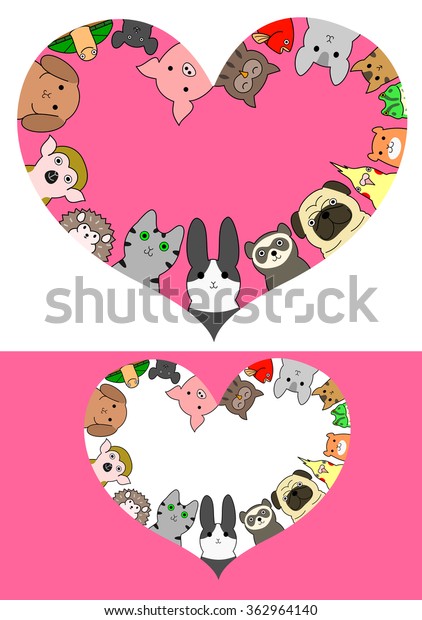 Heart Shaped Pet Animals Border Set Stock Vector (Royalty Free ...