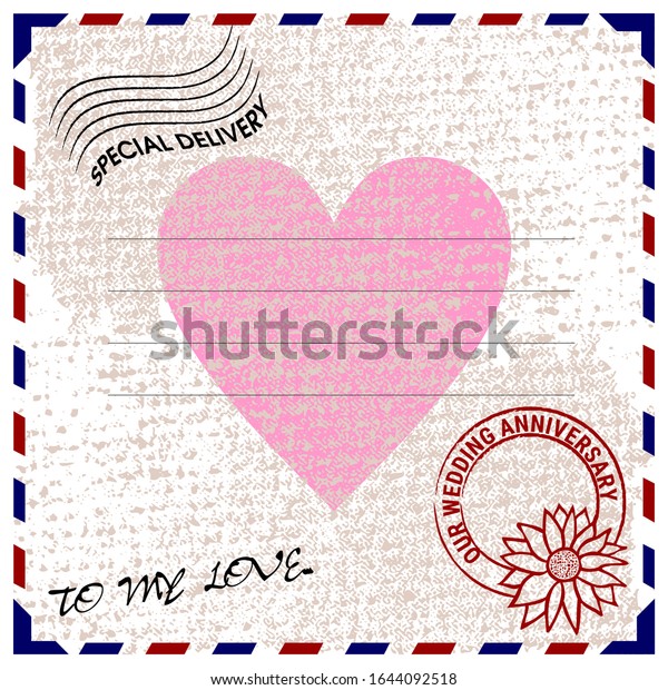Heart Shaped Postcard Vintage Postcard Vector Stock Vector (Royalty ...