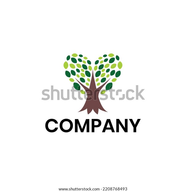Heart Shaped Tree Logo Vector Design Stock Vector (Royalty Free ...