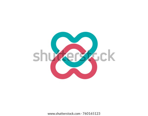 Heart Shaped X Letter Vector Symbol Stock Vector (Royalty Free) 760165123