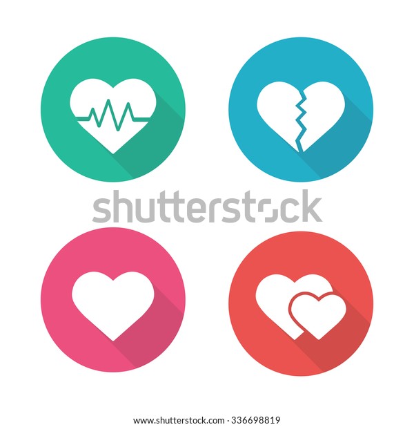 Heart Shapes Flat Design Icons Set Stock Vector (Royalty Free ...