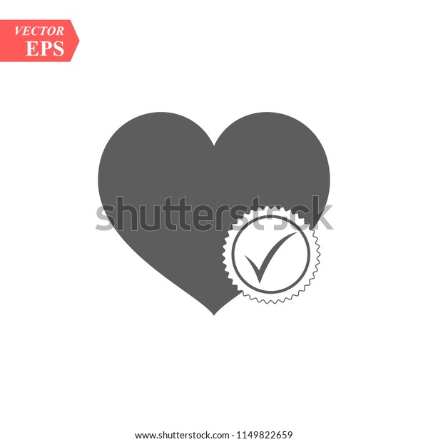 Heart Sign Web Icon Check Mark Stock Vector (Royalty Free) 1149822659 ...