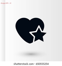 Heart Star Icon Flat Design Best Stock Vector (Royalty Free) 650555254 ...