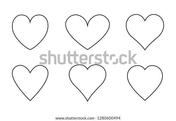 Heart Thin Line Icons Set Isolated Stock Vector (Royalty Free ...