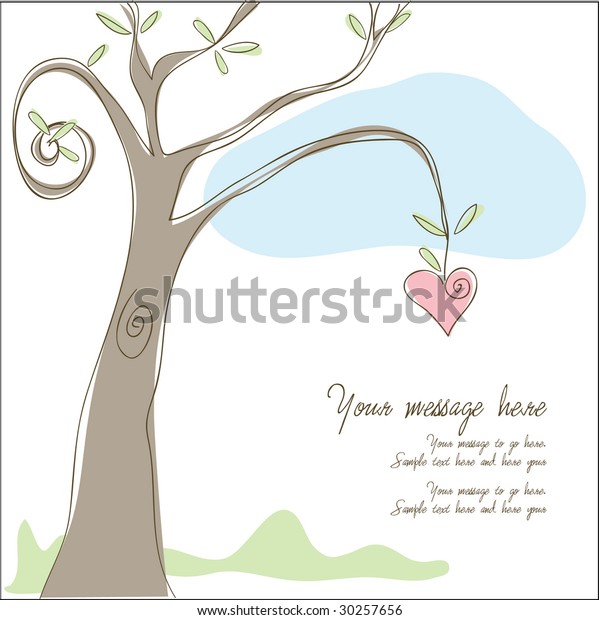 Heart Tree Greeting Heart Hanging Tree Stock Vector (Royalty Free) 30257656