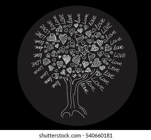 Heart Tree On Black Backgroundlove Logo Stock Vector (Royalty Free ...