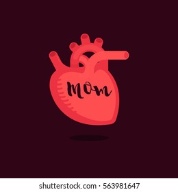 Heart Vector Illustration Mom: vector de stock (libre de regalías ...